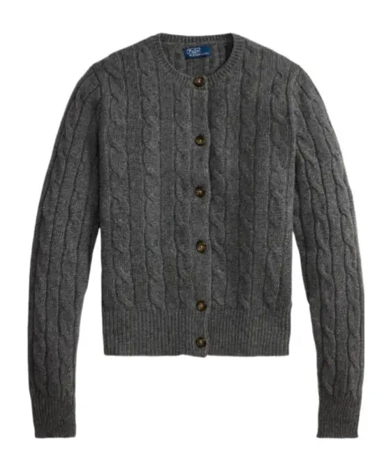 Polo Ralph Lauren Cable-knit Crewneck Cardigan - Gray