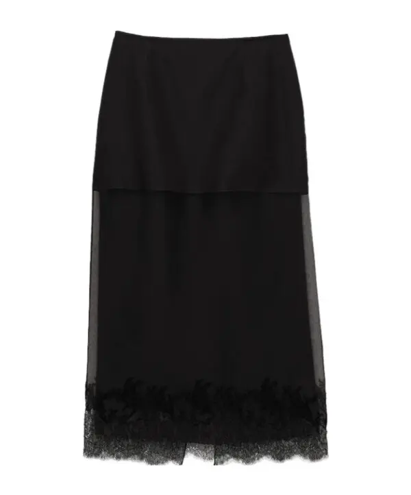 Carven Sheer Lingerie Skirt - Deep Black