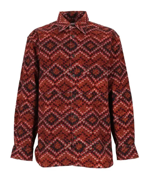 Dries Van Noten Knit-pattern Corduroy Shirt