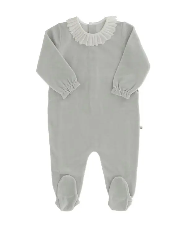 Bonpoint Heirloom Long Sleeved Ruffled Pajamas - Gray