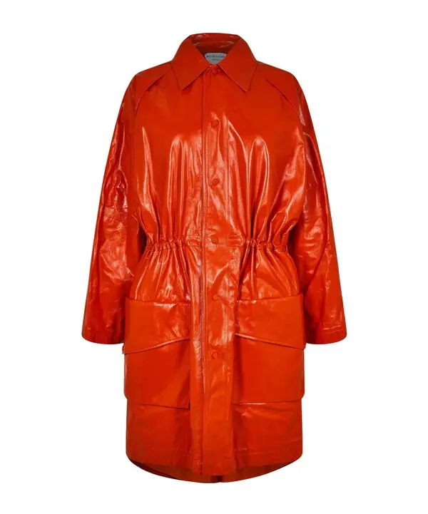 Bottega Veneta Shinyfinish Leather Parka - Orange