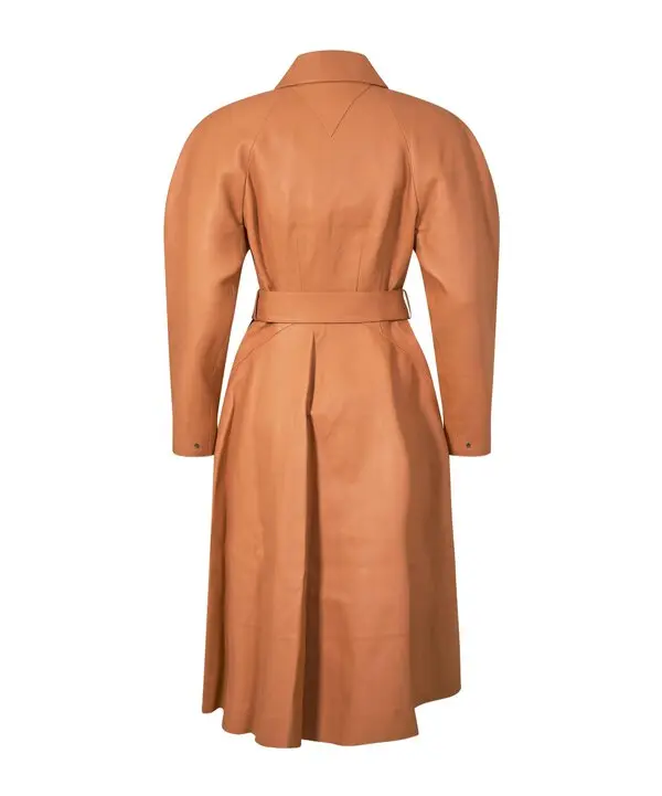 Bottega Veneta Point-collar Leather Long Coat