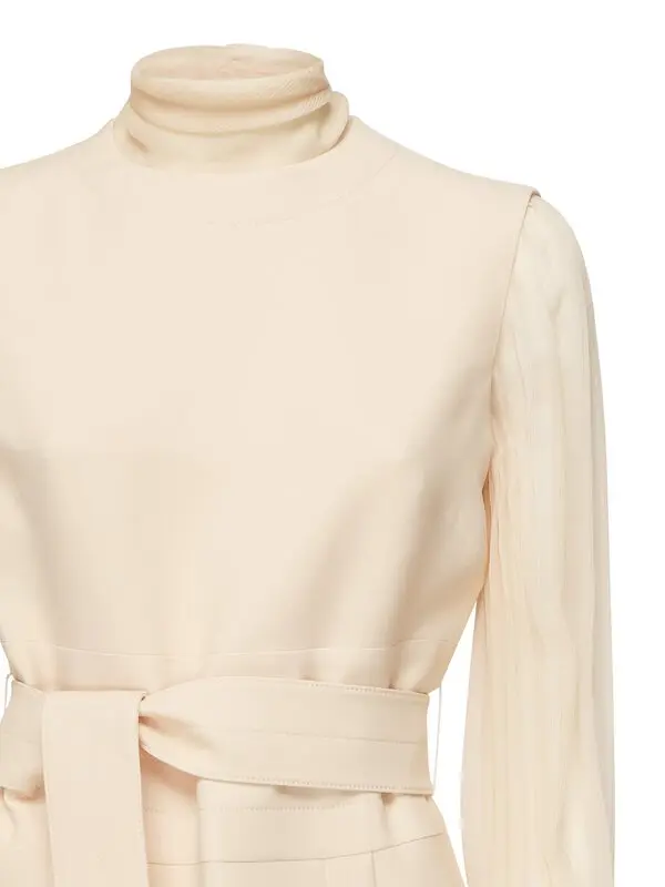 Valentino Garavani Belted Long-sleeved Dress With High Collar
