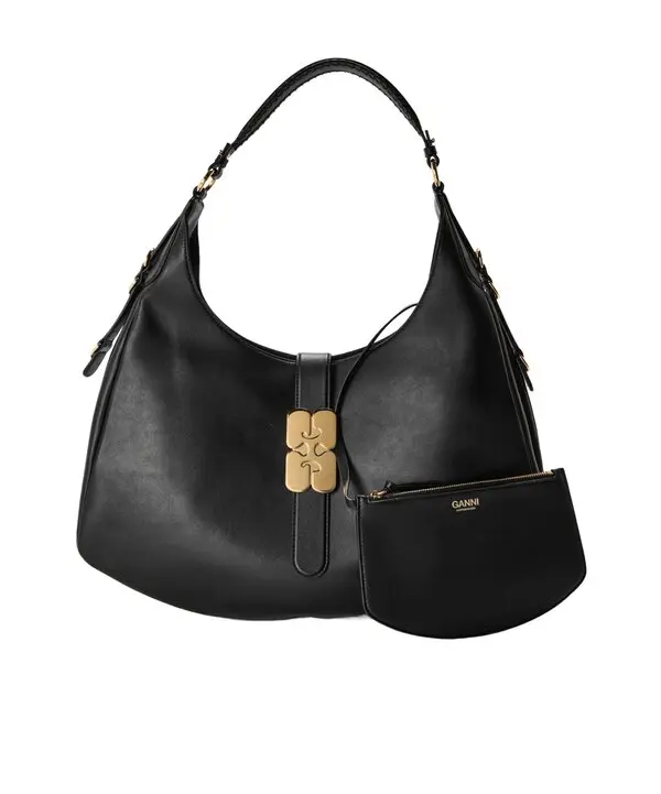 GANNI Large Shoulder Bag With Gold Tone Clasp
