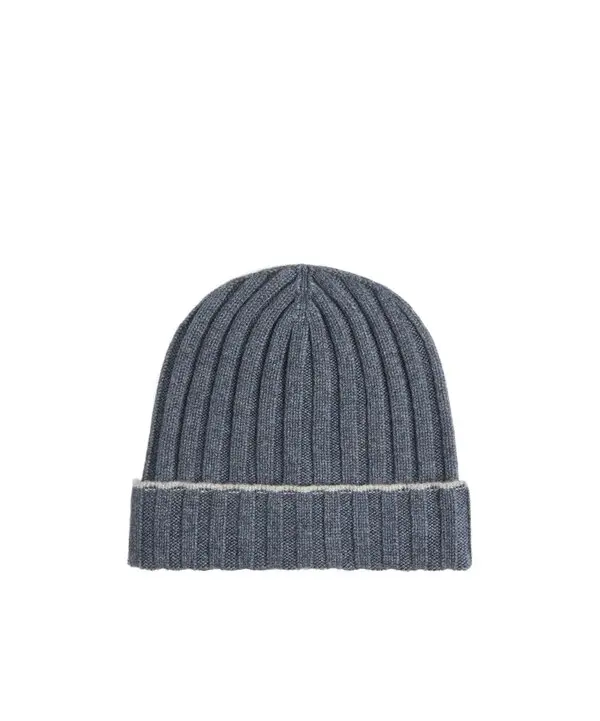 Brunello Cucinelli Ribbed Cashmere Beanie - Sky-blue