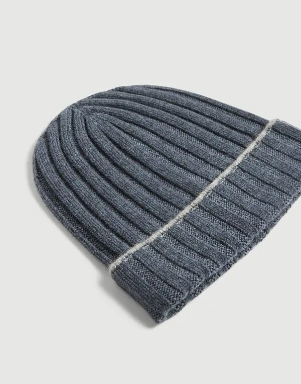 Brunello Cucinelli Ribbed Cashmere Beanie - Sky-blue