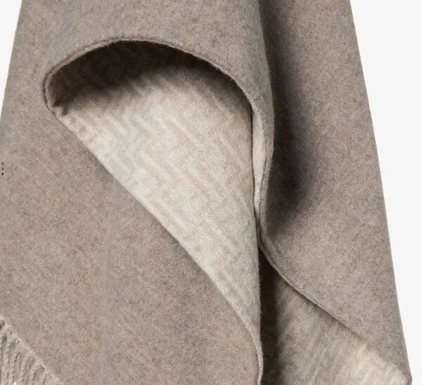 Fendi Dove Grey Ff Zucca Wool And Cashmere Poncho