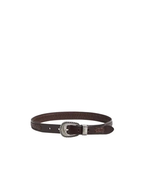 Brunello Cucinelli Woven Calfskin Belt - Rust-brown