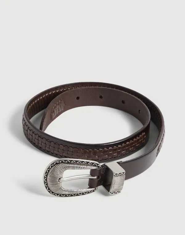 Brunello Cucinelli Woven Calfskin Belt