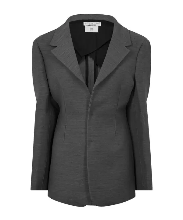Bottega Veneta Solidcolor Singlebreasted Blazer - Grey
