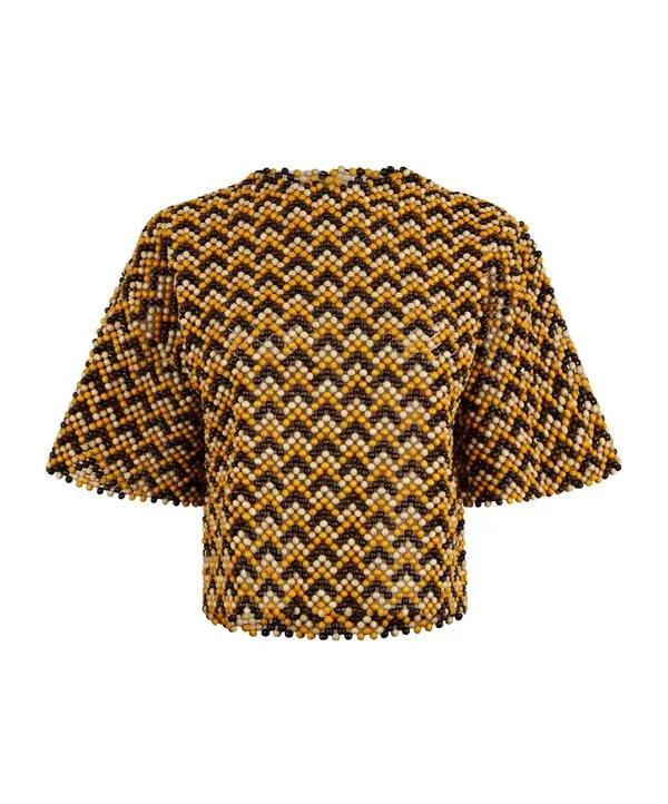 Bottega Veneta Roundneck Beaded Cropped Top - Brown