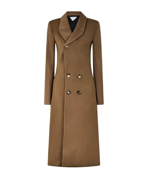 Bottega Veneta Notched Lapel Long Overcoat