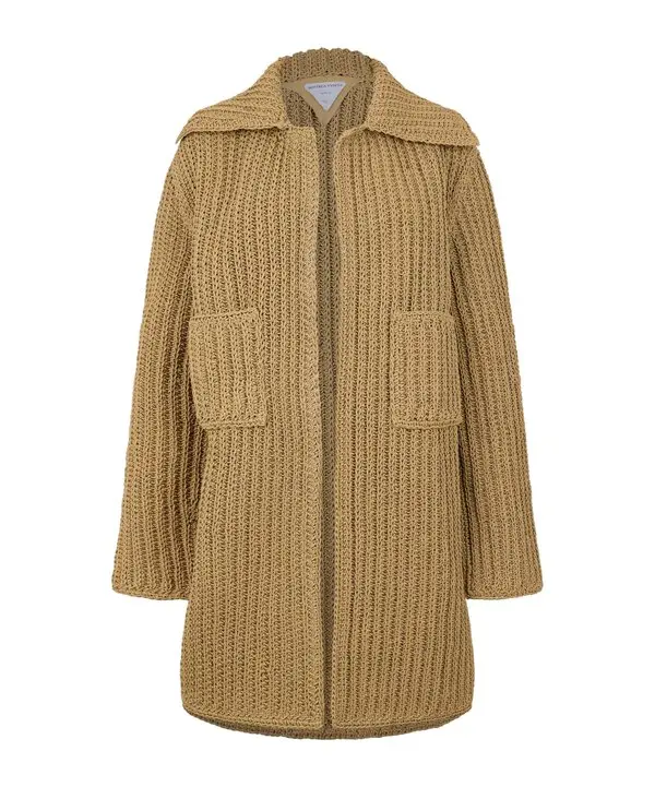 Bottega Veneta Crochetknit Midlength Coat - Brown