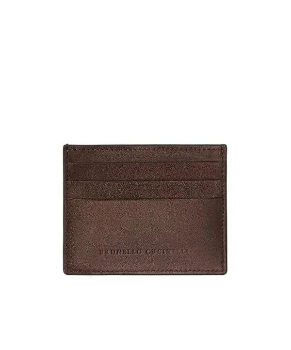 Brunello Cucinelli Suede Card Case - Espresso