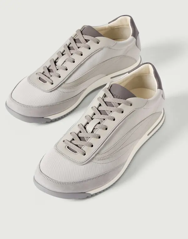 Brunello Cucinelli Techno Fabric And Nubuck Lace-up Sneakers