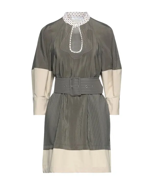 Chloé Multicolor Stand-collar Dress With Belt