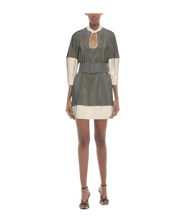 Chloé Multicolor Stand-collar Dress With Belt