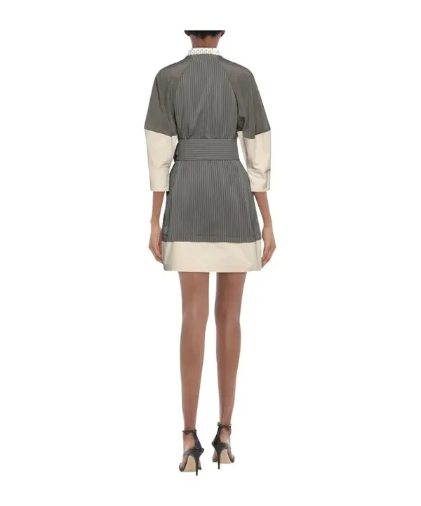 Chloé Multicolor Stand-collar Dress With Belt