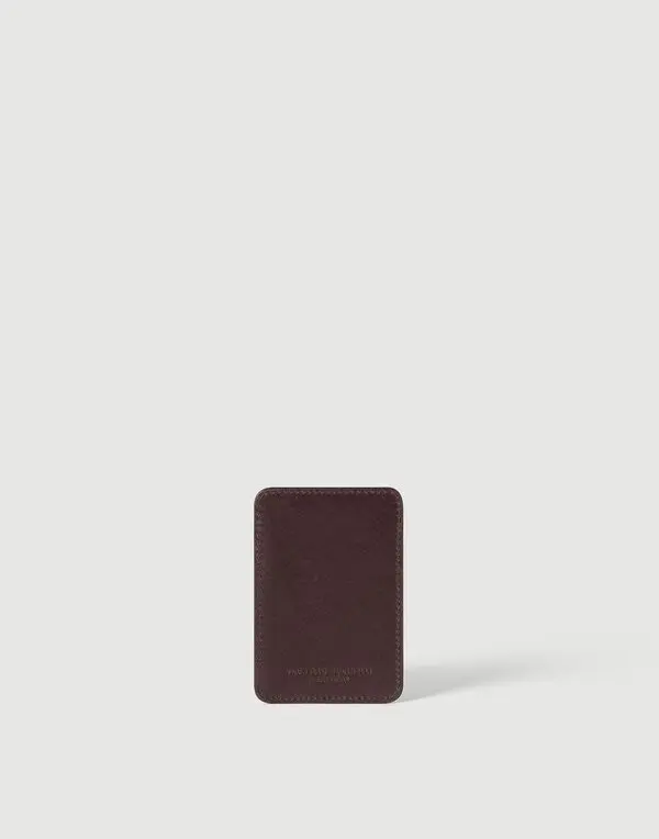 Brunello Cucinelli Grained Leather Magnetic Card Holder