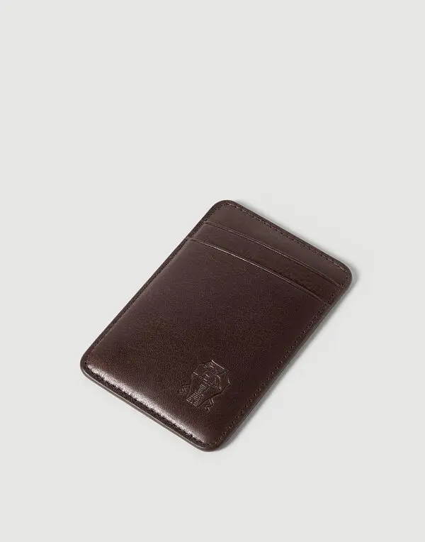 Brunello Cucinelli Grained Leather Magnetic Card Holder
