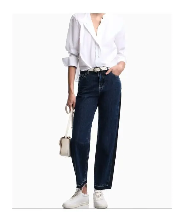 Emporio Armani J3h Regular-fit Jeans In Marbled Denim With Side Band