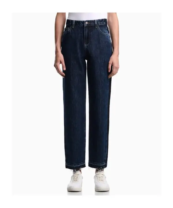 Emporio Armani J3h Regular-fit Jeans In Marbled Denim With Side Band