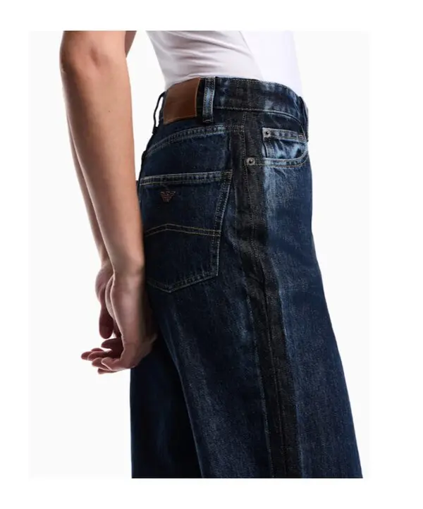 Emporio Armani J3h Regular-fit Jeans In Marbled Denim With Side Band