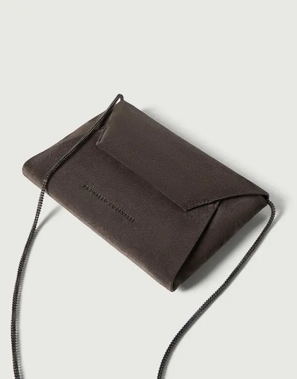 Brunello Cucinelli Duo Pochette In Suede - Pepper