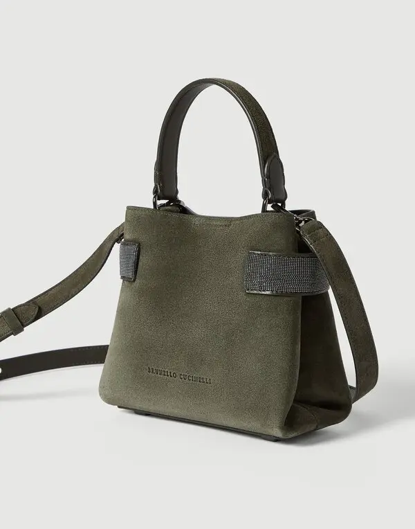 Brunello Cucinelli Essence Small Top-handle Bag In Suede With Precious Bands