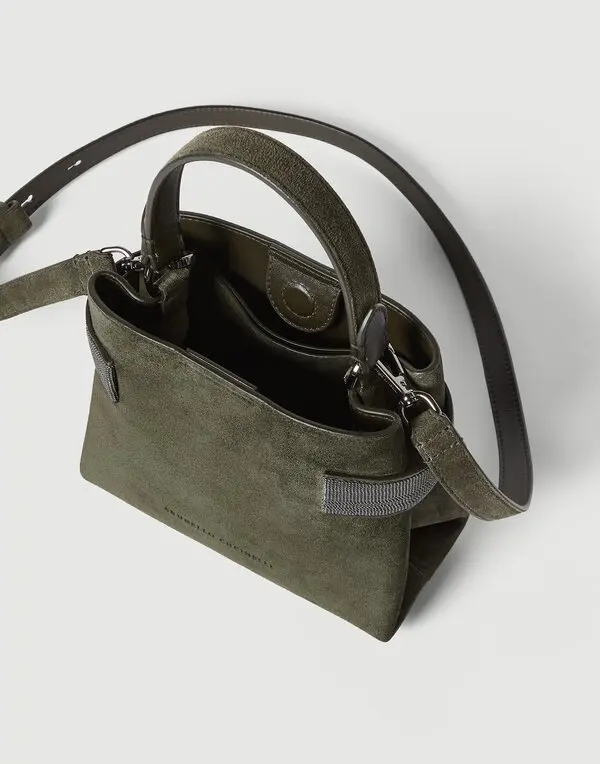 Brunello Cucinelli Essence Small Top-handle Bag In Suede With Precious Bands