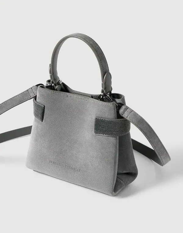 Brunello Cucinelli Essence Small Top-handle Bag In Suede With Precious Bands