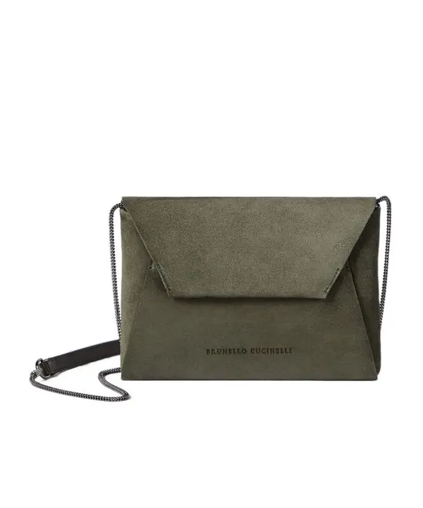 Brunello Cucinelli Suede Duo Pochette - Green