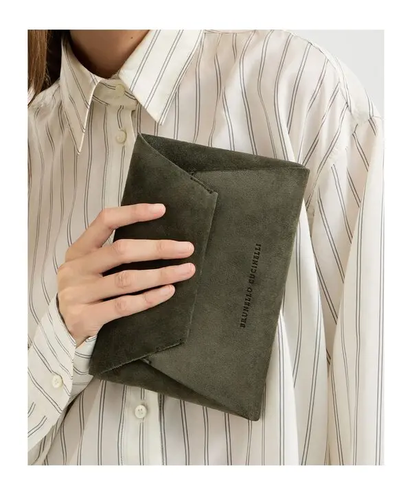 Brunello Cucinelli Suede Duo Pochette - Green