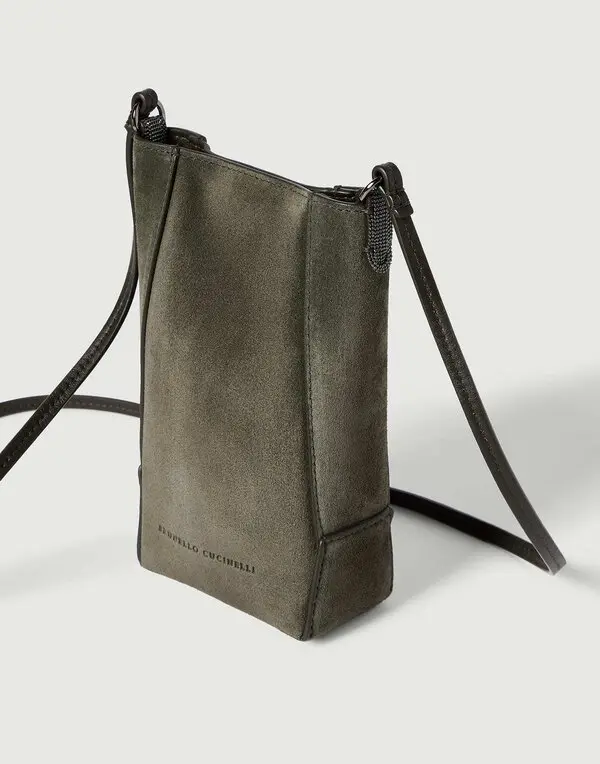 Brunello Cucinelli Duo Phone Holder In Suede With Monili