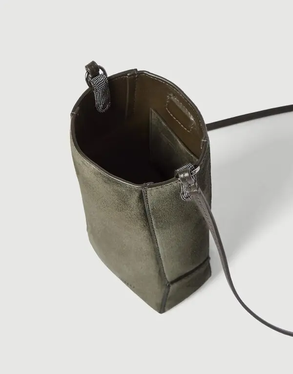 Brunello Cucinelli Duo Phone Holder In Suede With Monili