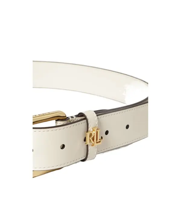 Ralph Lauren Lrl Logo-plaque Leather Belt - Soft White