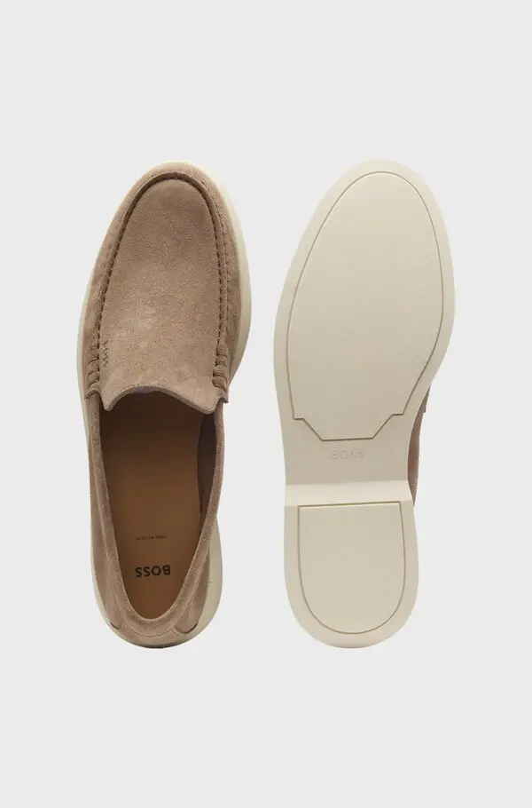 Hugo Boss Suede Loafers With Embossed Logo