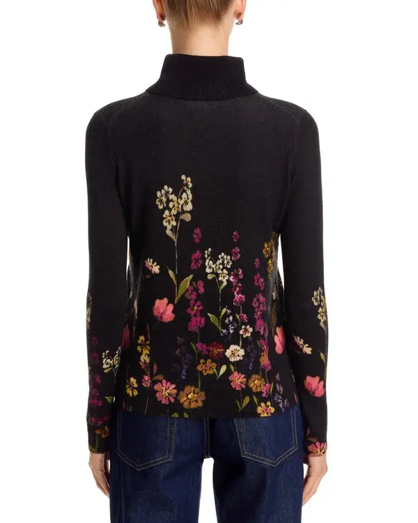 Bloomingdale'S Floral Print Turtleneck Cashmere Sweater, Exclusive