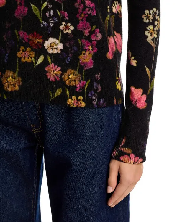 Bloomingdale'S Floral Print Turtleneck Cashmere Sweater, Exclusive