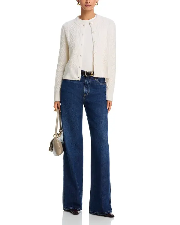 Aqua Cashmere Cable Knit Cardigan