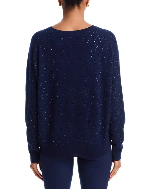 Aqua Cashmere 100% Cashmere V Neck Sweater Exclusive - Peacoat