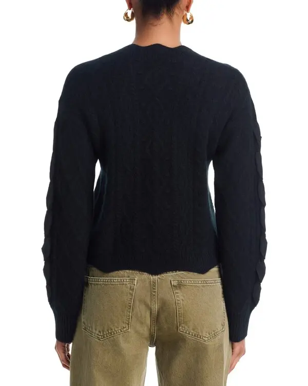 Aqua Cashmere Ribbon Crewneck Sweater - Black