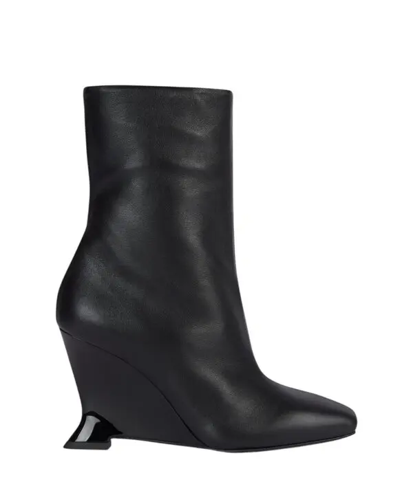 Balmain Wedge Smooth Leather Ankle Boots