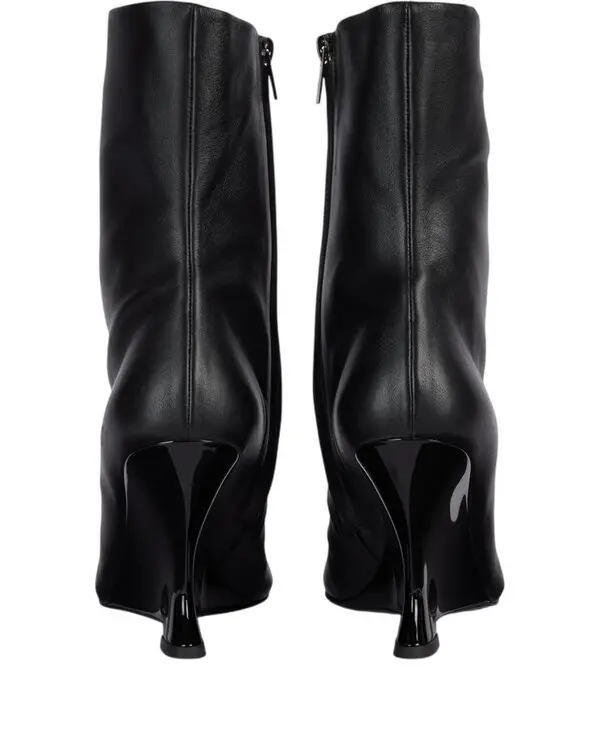 Balmain Wedge Smooth Leather Ankle Boots