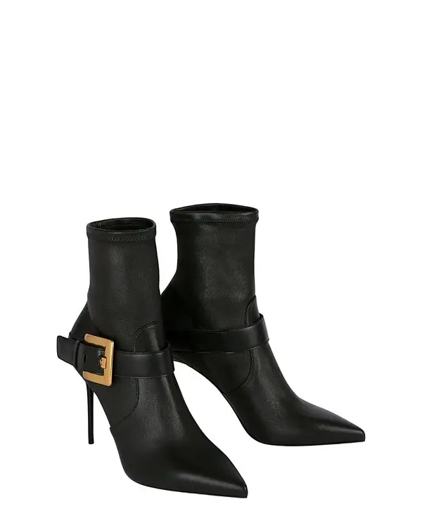 Balmain Anthem Stretch Leather Ankle Boots
