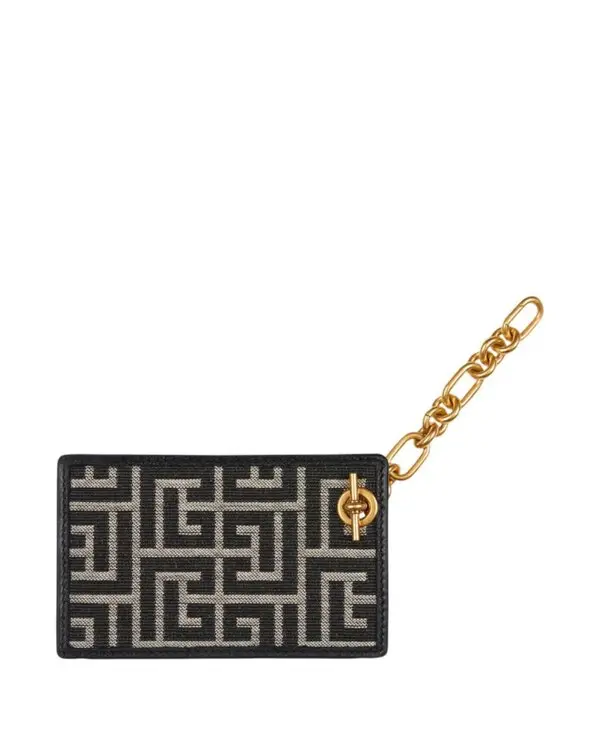 Balmain Pulse Card Holder In Monogram Jacquard