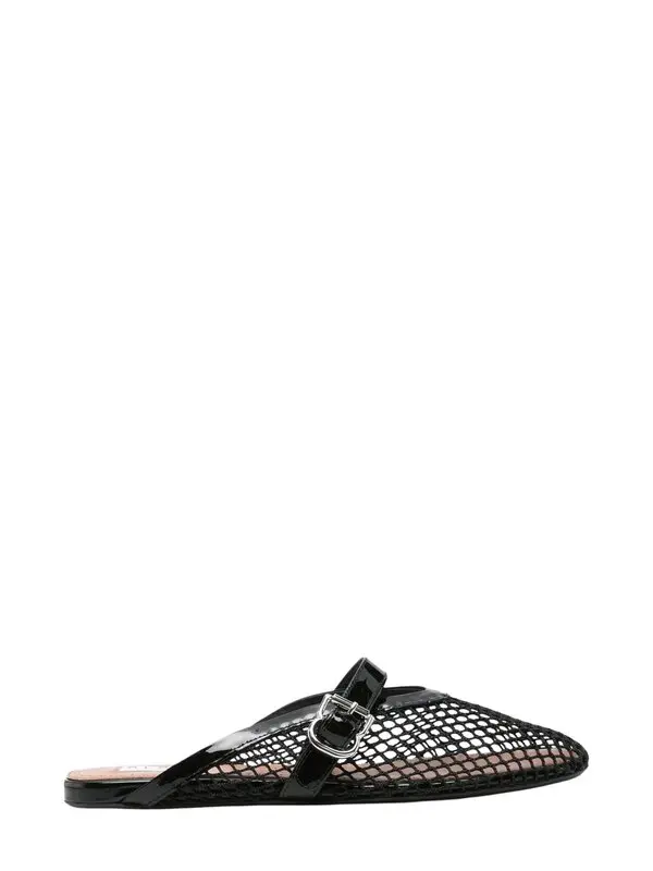 Alaïa Mesh Flat Sandals With Adjustable Buckle Strap - Black