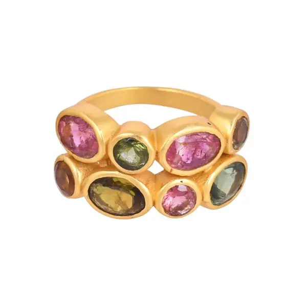 OPIUM JEWELS Jali Cocktail Ring Tourmalines