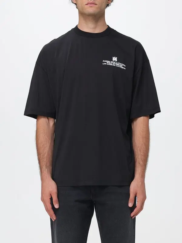 Amiri Relaxed Fit Cotton Crewneck T-shirt With Contrast Logo And Dropped Shoulders