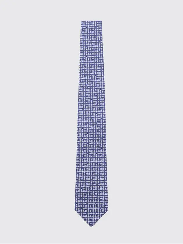 FERRAGAMO Gancini Graphic Print Silk Tie - Blue